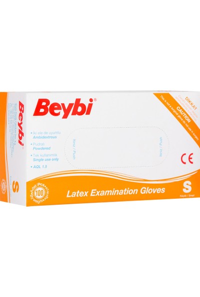Beybi Muayene Eldiven Small Pudralı Lateks 100LÜ Paket Beybi Muayene Eldiven Small Pudralı Lateks 100LÜ Paket