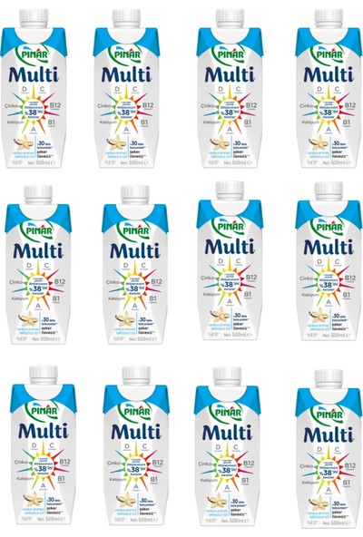 Pınar Multi Süt Vanilyalı 500 ml 12'li