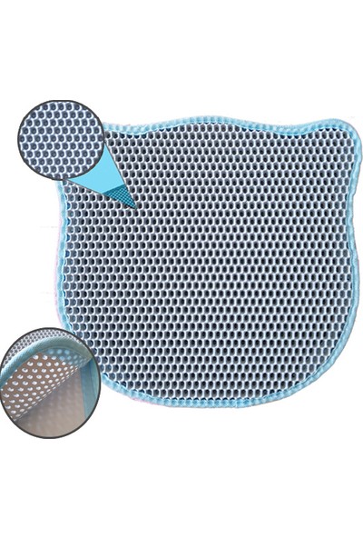Pets Kedi Şekilli Elekli Kum Toplama Paspası Mavi 43X50CM Pets Kedi Şekilli Elekli Kum Toplama Paspası Mavi 43X50CM