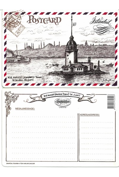 Özgür - Nostalji Kız Kulesi Istanbul Kartpostal Tebrik Kartı