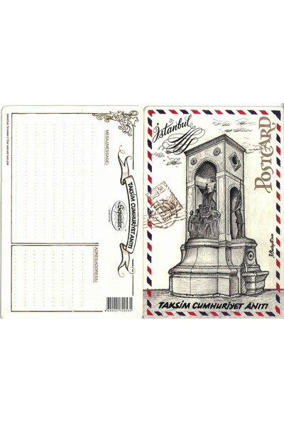 Özgür - Nostalji Taksim Cumhuriyet Anıtı Kartpostal Tebrik Kartı