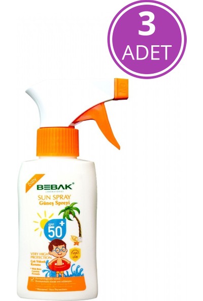 Bebak Bebek Güneş Losyonu 50 + Spf Yüksek Koruma Sprey Kutulu 175 ml - 3 Adet Bebak Bebek Güneş Losyonu 50 + Spf Yüksek Koruma Sprey Kutulu 175 ml - 3 Adet