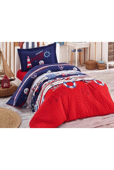 Clasy Tek Kişilik 4 Mevsim Kapitone Nevresim Seti Rota Lacivert