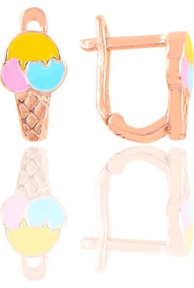 Söğütlü Silver Gümüş Rose Mineli Dondurma Çocuk Küpesi