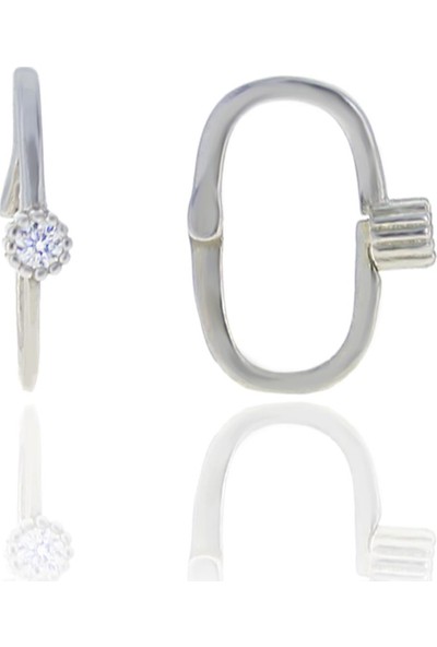 Söğütlü Silver Gümüş Royumlu Tek Taşlı Göçmen Küpe