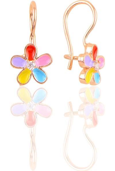 Söğütlü Silver Gümüş Çengelli Renkli Çiçek Küpe