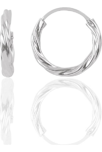 Söğütlü Silver Gümüş Rodyumlu 16 mm Burgu Halka Küpe