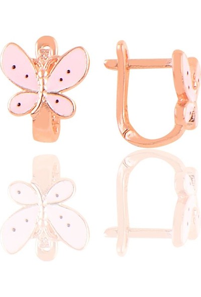 Söğütlü Silver Gümüş Rose Pembe Mineli Kelebek Çocuk Küpesi Söğütlü Silver Gümüş Rose Pembe Mineli Kelebek Çocuk Küpesi