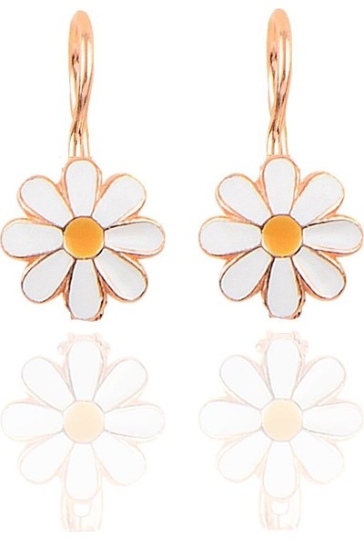 Söğütlü Silver Gümüş Rose Mineli Çengelli Papatya Küpe