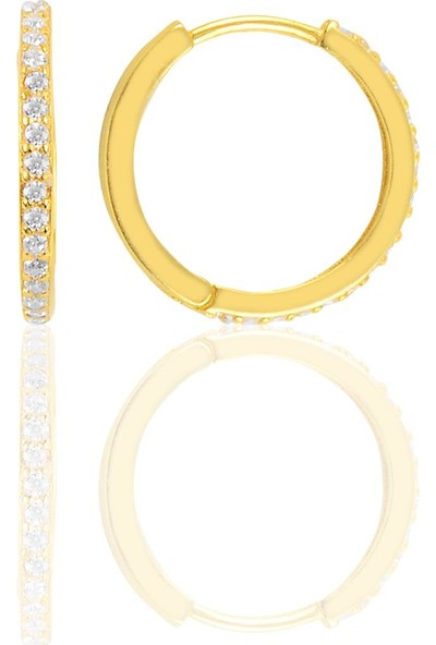 Söğütlü Silver Gümüş Altın Yaldızlı 17 mm Halka Küpe