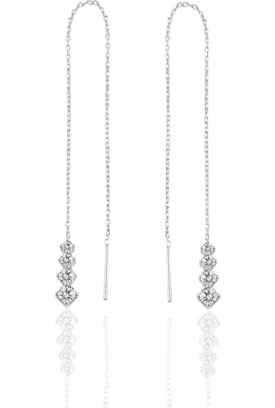 Söğütlü Silver Gümüş Işıltılı Gümüş Zincir Küpe