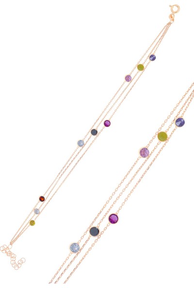 Söğütlü Silver Gümüş Rose Renkli Taşlı Tifany Bileklik