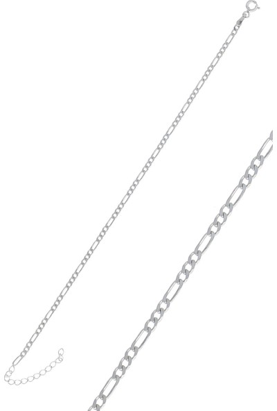 Söğütlü Silver Gümüş Rodyumlu Figaro Zincir Bileklik