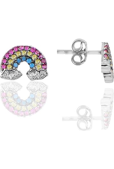 Söğütlü Silver Gümüş Rodyumlu Gökkuşağı Küpe