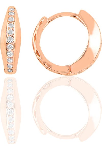 Söğütlü Silver Gümüş Rose Modern Tasarımlı Halka Küpe