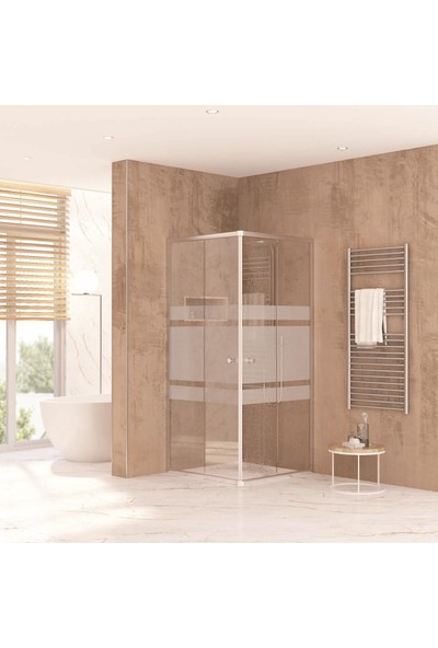 Sanica Orbit Cam Duşakabin 4mm Kare Şerit Desenli 90 x 90 Sanica Orbit Cam Duşakabin 4mm Kare Şerit Desenli 90 x 90