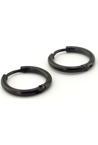 Solfera Yuvarlak Tasarım İnce Halka 16 mm Siyah Çelik Küpe E754 Solfera Yuvarlak Tasarım İnce Halka 16 mm Siyah Çelik Küpe E754