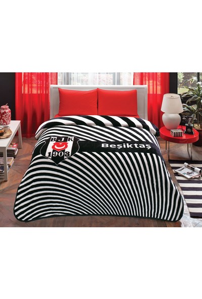 Taç - Beşiktaş Stripe Çift Kişilik Lisanslı Battaniye