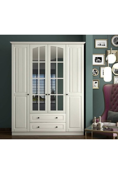 Rabi Mobilya Seray Country 4 Kapak 2 Çekmeceli Gardırop Rabi Mobilya Seray Country 4 Kapak 2 Çekmeceli Gardırop