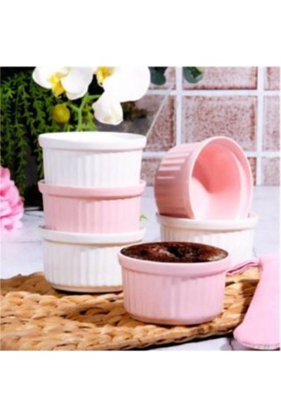 Taştoka Mutfak Suffle Kabı 6 Lı Beyaz-Pembe