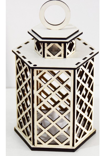 Copyser Ahşap Fener-Led Mum