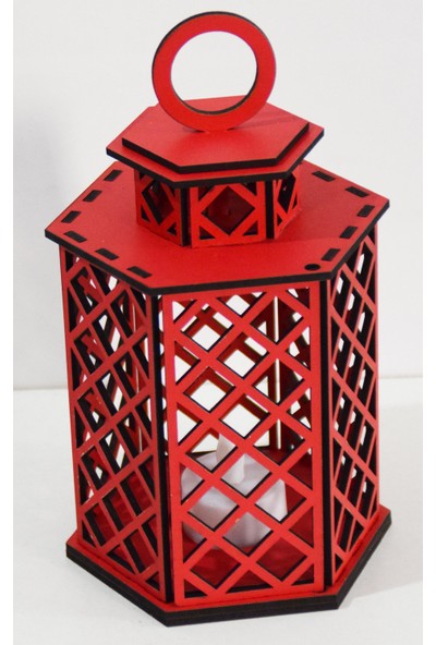 Copyser Ahşap Fener-Led Mum