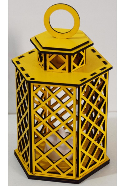 Copyser Ahşap Fener-Led Mum