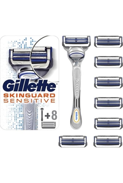 Gillette Skinguard Tıraş Makinesi +Yedek Tıraş Bıçağı 8 'li Gillette Skinguard Tıraş Makinesi +Yedek Tıraş Bıçağı 8 'li