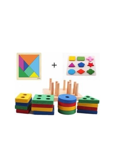 Hamaha Wooden Ahşap Zeka Eğitici Oyuncak Geometrik Şekiller + Tahta Geçmeli Bultak + Ahşap Tangram Hamaha Wooden Ahşap Zeka Eğitici Oyuncak Geometrik Şekiller + Tahta Geçmeli Bultak + Ahşap Tangram