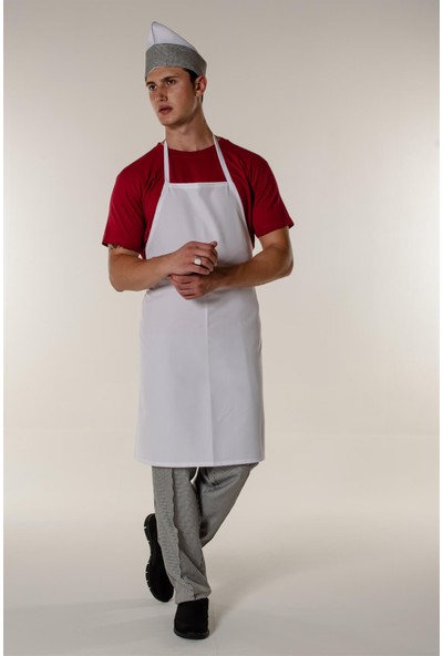 Mert Giyim Beyaz Aşçı ve Mutfak Askılı Önlük