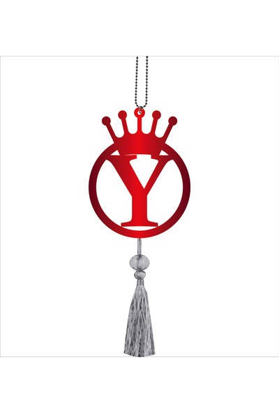 Ömr Dizayn Hediye Çift Taraflı Ayna Y Yazılı Parlak Kırmızı Ayna Pleksi Araba Dikiz Aynası Süsü