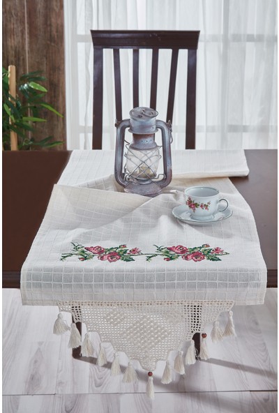 MerryGold Natural Nakışlı El Işi Buldan Bezi Runner 45X140 cm MerryGold Natural Nakışlı El Işi Buldan Bezi Runner 45X140 cm