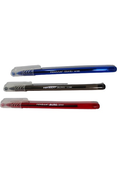 Pensan Büro 1.0 mm Siyah - Mavi - Kırmızı 3'lü Pensan Büro 1.0 mm Siyah - Mavi - Kırmızı 3'lü