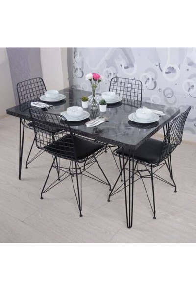 Karaoğlu Raf Masa & Sandalye Takımı Mermer Desen 75X120 cm 4 Sandalye Seti Karaoğlu Raf Masa & Sandalye Takımı Mermer Desen 75X120 cm 4 Sandalye Seti