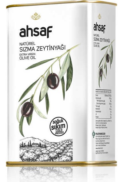 Ahsaf Soğuk Sıkım Sızma Zeytinyağı 5 Lt