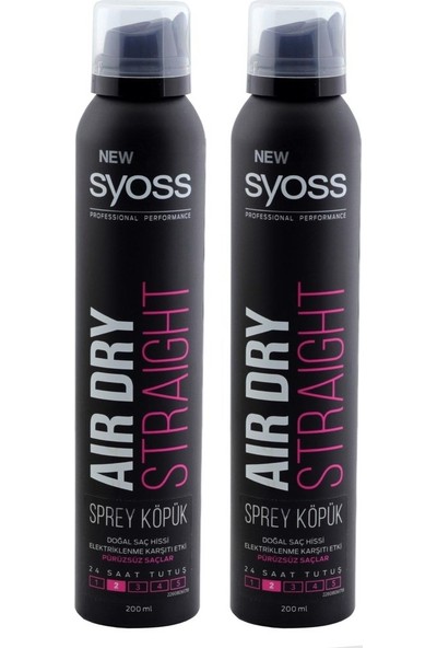 Syoss Air Dry Straight Sprey Saç Köpüğü 2 x 200 ml