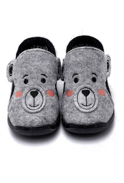 Fi̇rst Step Siyah-Gri Ayıcık Nakışlı Keçe Çocuk Panduf F-713 Fi̇rst Step Siyah-Gri Ayıcık Nakışlı Keçe Çocuk Panduf F-713