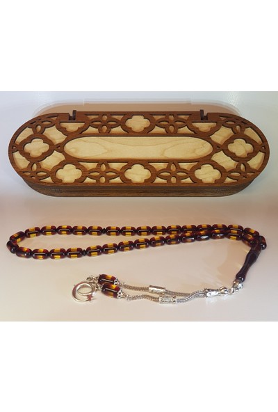 Sanatzade Ahşap Kutulu Sürmeli Toz Kehribar Tesbih Sanatzade Ahşap Kutulu Sürmeli Toz Kehribar Tesbih