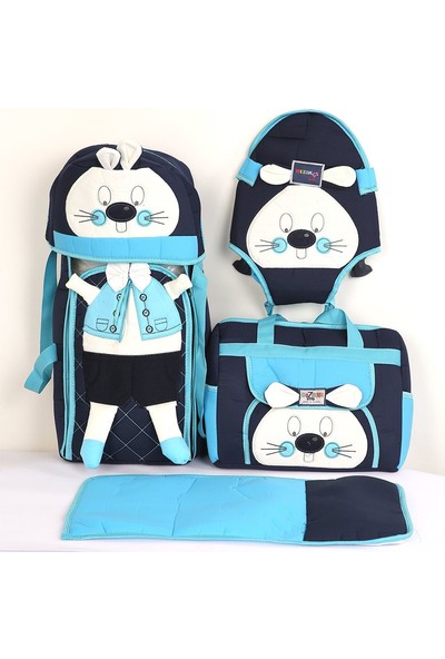 Bebek Odam Tavşan Desenli 4'lü Taşıma Seti - Turkuaz Bebek Odam Tavşan Desenli 4'lü Taşıma Seti - Turkuaz