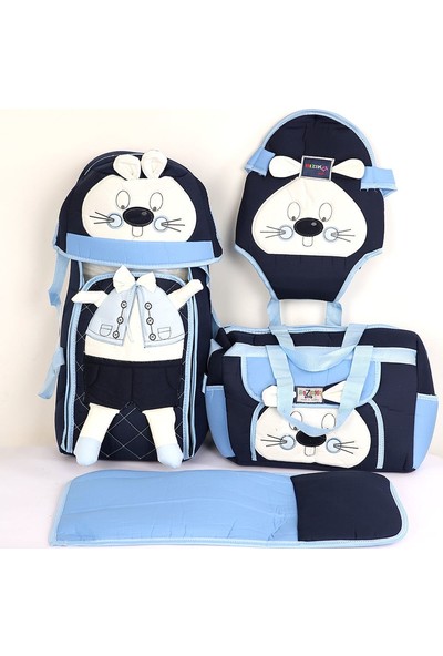 Bebek Odam Tavşan Desenli 4'lü Taşıma Seti - Mavi Bebek Odam Tavşan Desenli 4'lü Taşıma Seti - Mavi