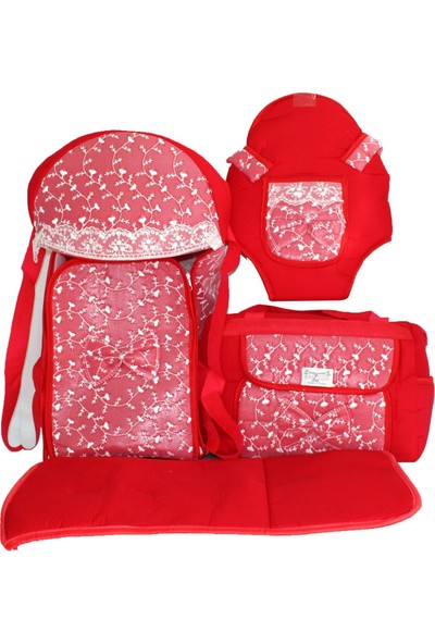 Bebek Odam Dantelli 4'lü Bebek Taşıma Seti - Kırmızı Bebek Odam Dantelli 4'lü Bebek Taşıma Seti - Kırmızı