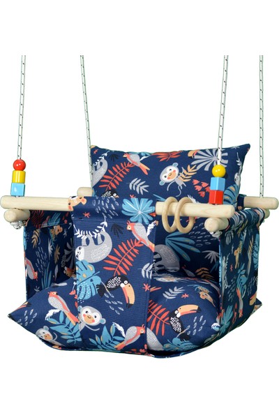 Berra Hayat Tavana Asılan Bebek Hamak Ev Tipi Salıncak Neşeli Hayvanlar Lacivert