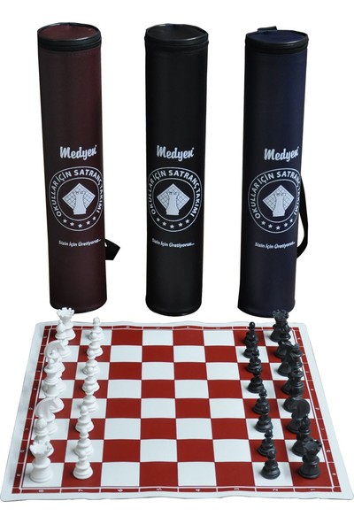 Medyen Satranç Takımı Suni Deri Çantalı