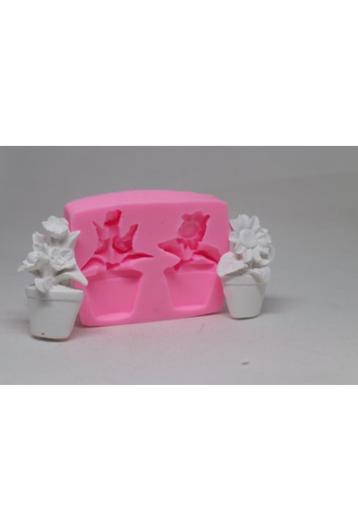 Arica Ikili Saksıda Çiçek Silikon Kalıbı