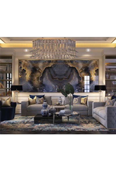 Dekonom Mavi Oniks Özel El Yapımı Reçine Kaplamalı Tablo