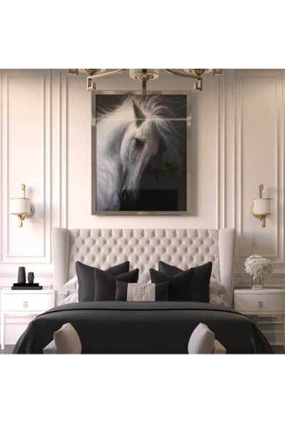 Dekonom Beyaz At Özel El Yapımı Reçine Kaplamalı Tablo