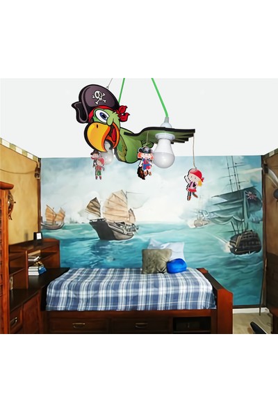 Arya Ahşap Korsan Papağan Çocuk Odası Aydınlatma