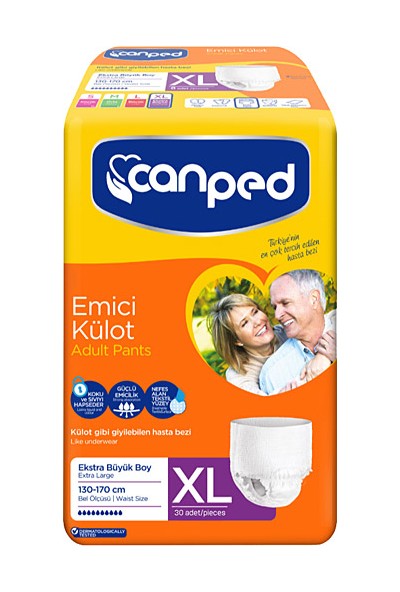 Canped Emici Külot Hasta Bezi Ekstra Büyük Boy Xl 30 Lu Canped Emici Külot Hasta Bezi Ekstra Büyük Boy Xl 30 Lu