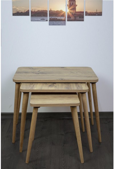 Pratico Napoli 3'lü Zigon Sehpa Atlantik Çam