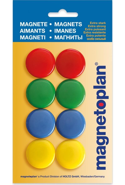 Magnetoplan Renkli Mıknatıs 30 mm Magnet 8 x 2'li Magnetoplan Renkli Mıknatıs 30 mm Magnet 8 x 2'li